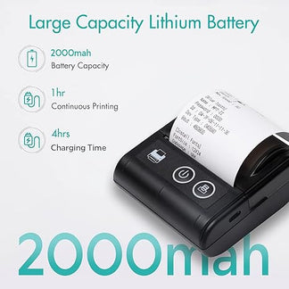Veer Bluetooth+USB Thermal Receipt Printer 58 mm | Rechargeable Inkles ...